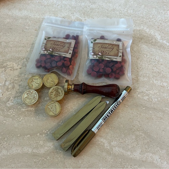 Art | Christmas Sealing Wax Kit Red And Gold With Metallic Marker ...